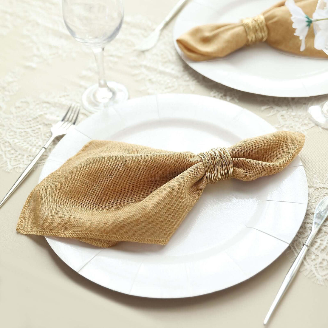 Faux Jute Napkins 19"x19" Gold | eFavormart