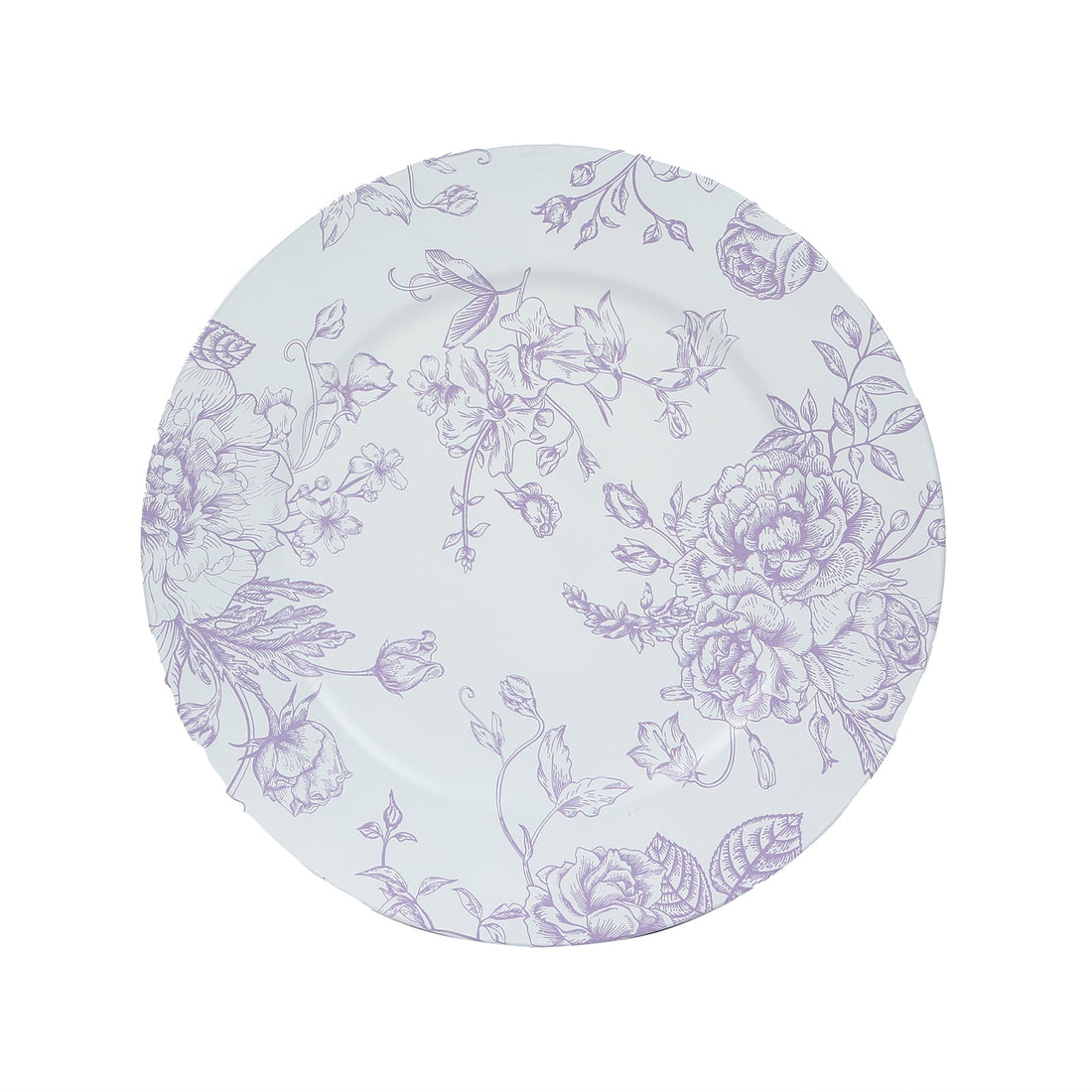 6 Pack White Lavender Acrylic Charger Plates, 13" | eFavormart