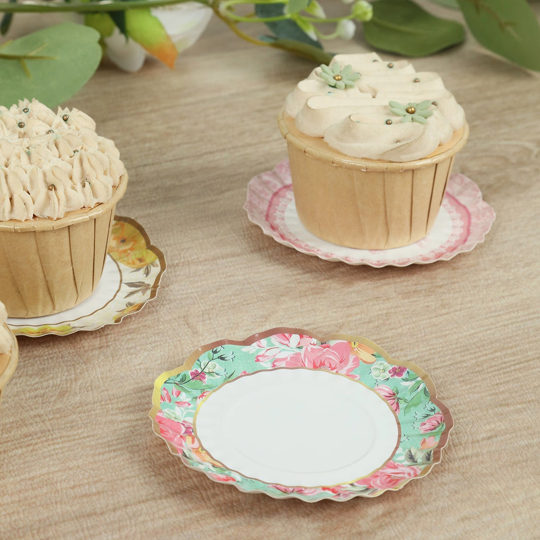 48 Pack Vintage Floral Mini Paper Plates 3.5" | eFavormart
