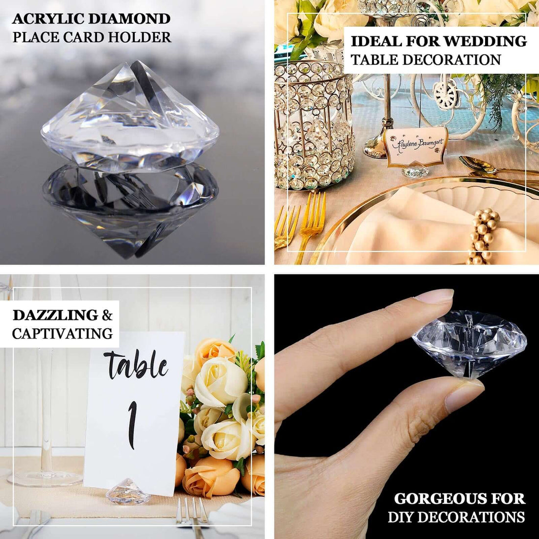 Clear Crystal Diamond Card Holders 11 Pack | eFavormart