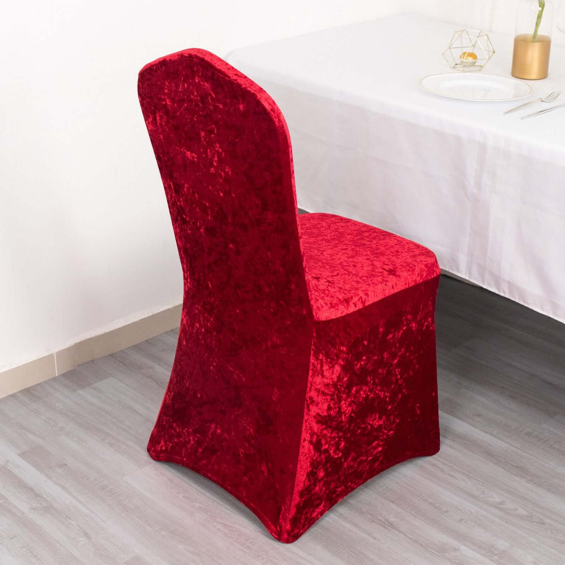 Crushed Velvet Spandex Banquet Chair Cover Red | eFavormart
