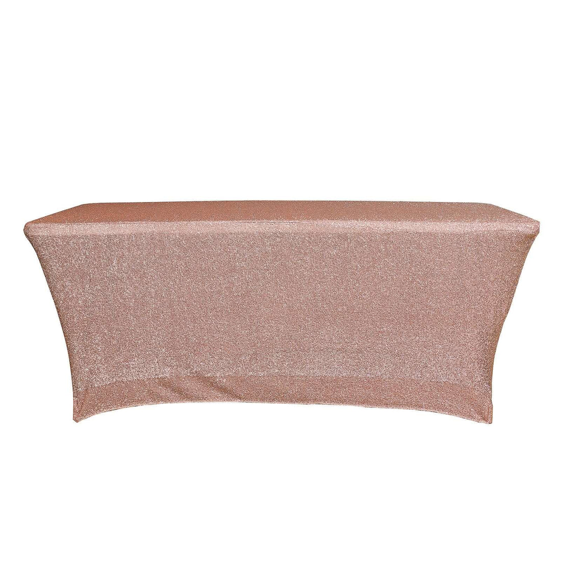 Tinsel Spandex Tablecloth 72"x30" Rose Gold | eFavormart