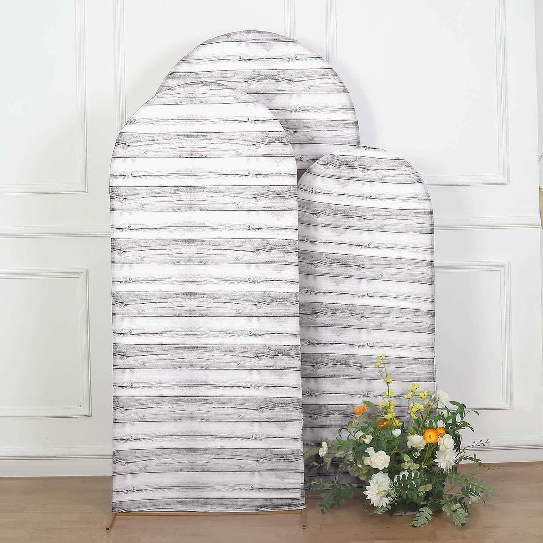 White Rustic Wood Plank Arch Covers Set | eFavormart