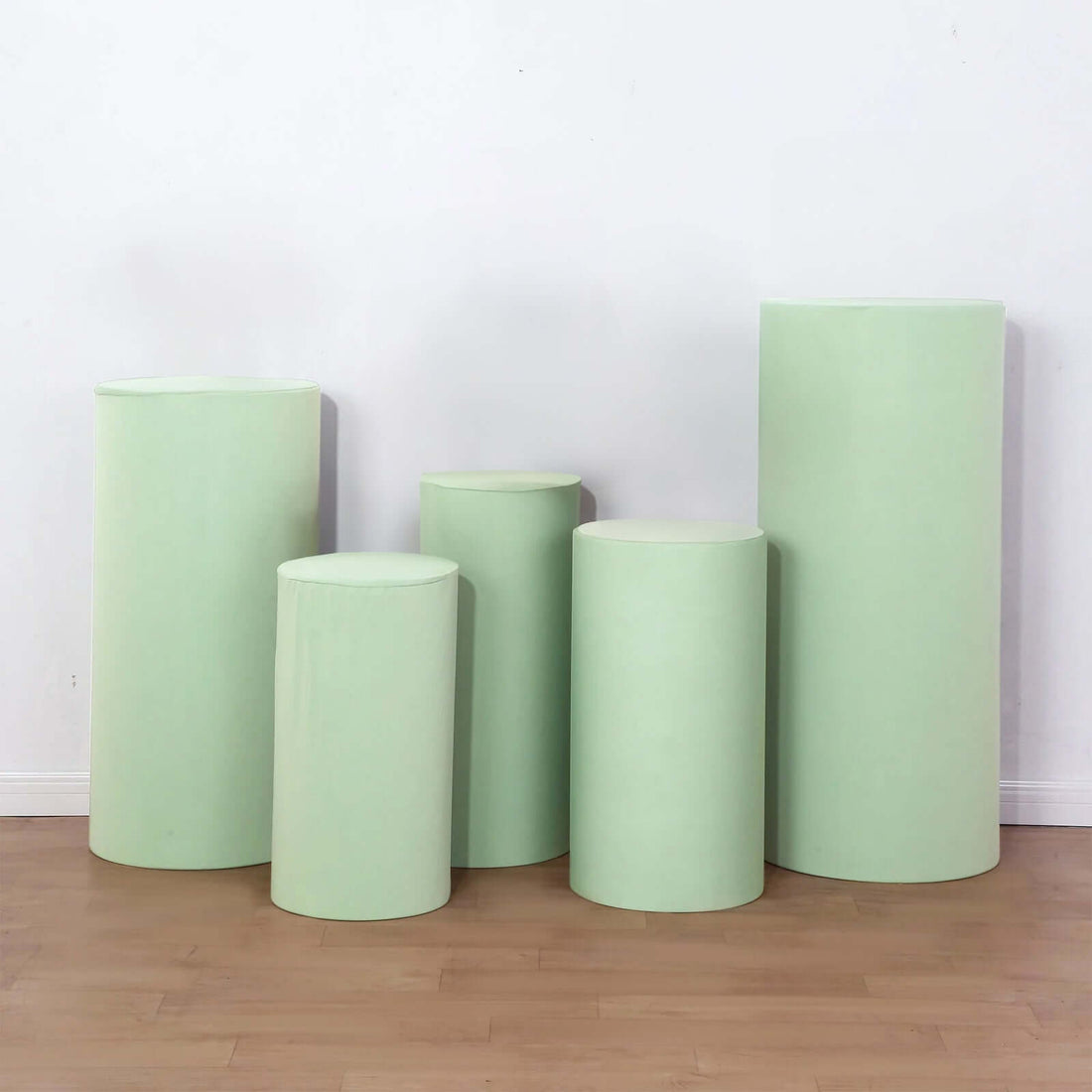 5 Sage Green Cylinder Pillar Prop Covers | eFavormart