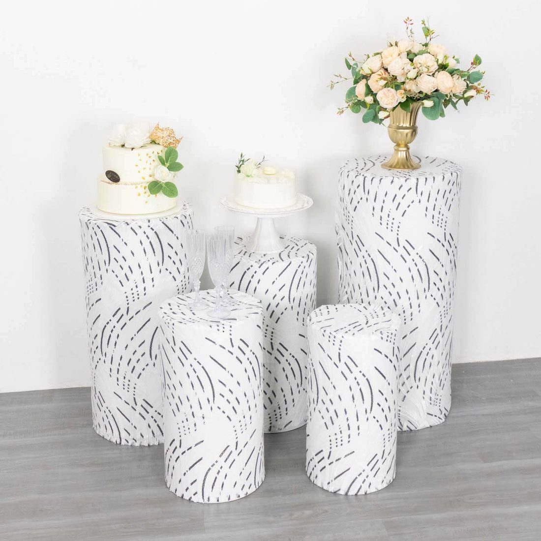 5 Fuchsia Wave Mesh Cylinder Pillar Prop Covers | eFavormart