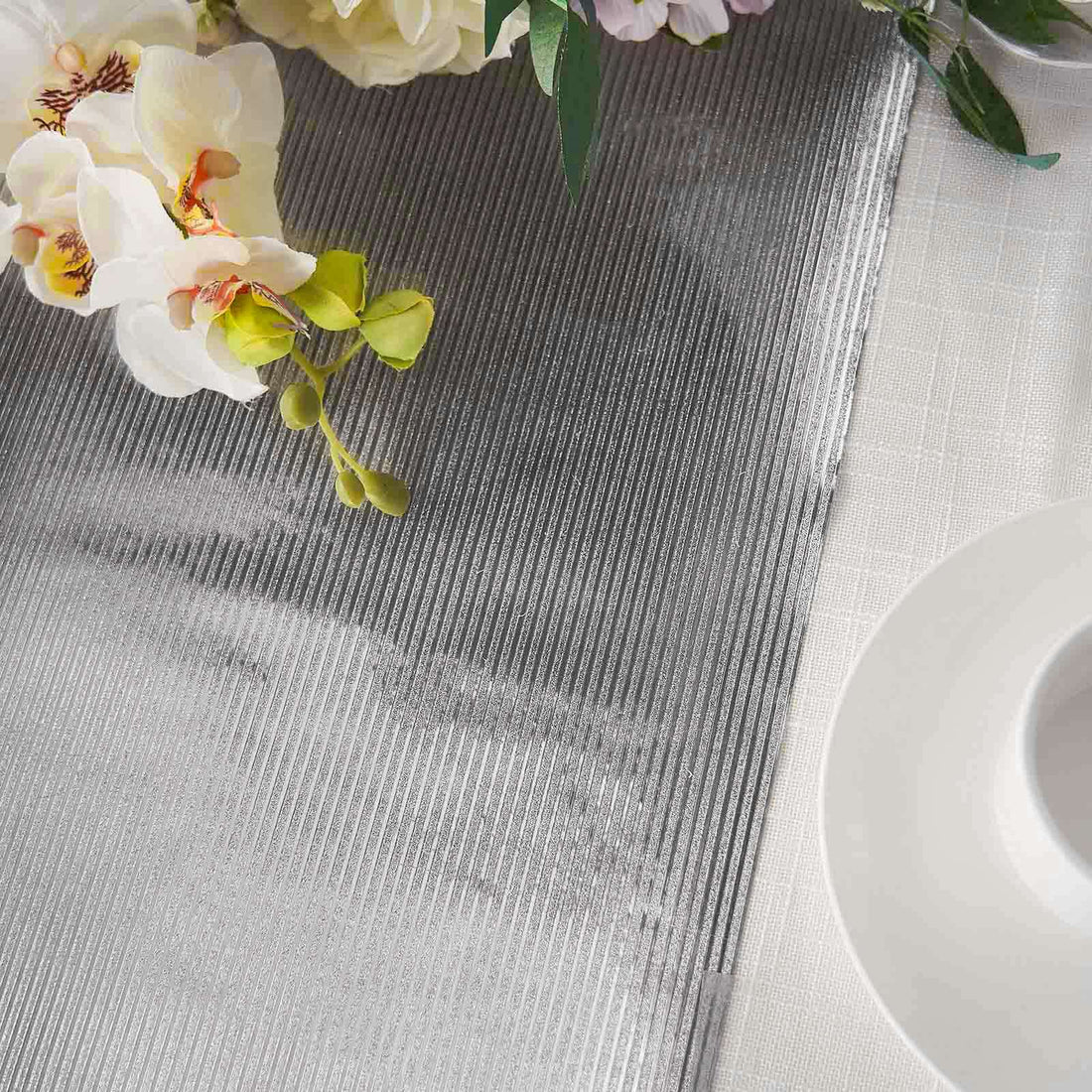Glitter Paper Runner 9ft Silver Ridge | eFavormart