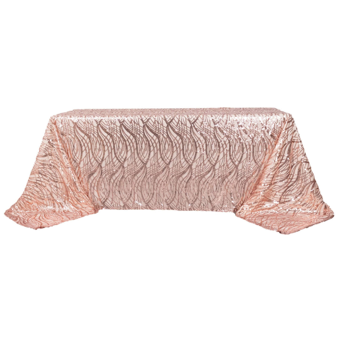 Sequins Mesh Tablecloth 90"x156" Rose Gold | eFavormart