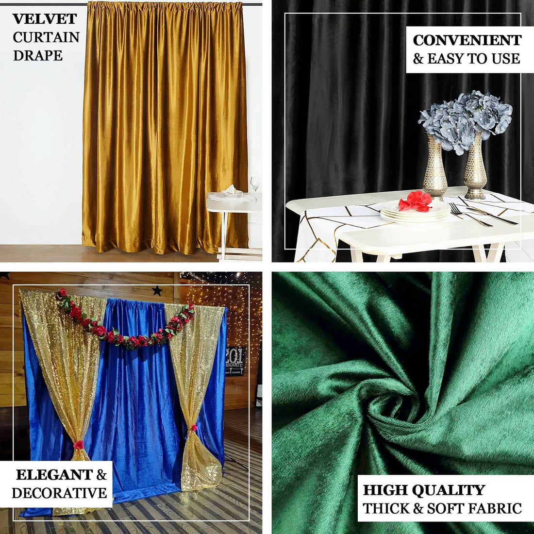 White Velvet Divider Backdrop Drape Curtain 8ftx8ft | eFavormart