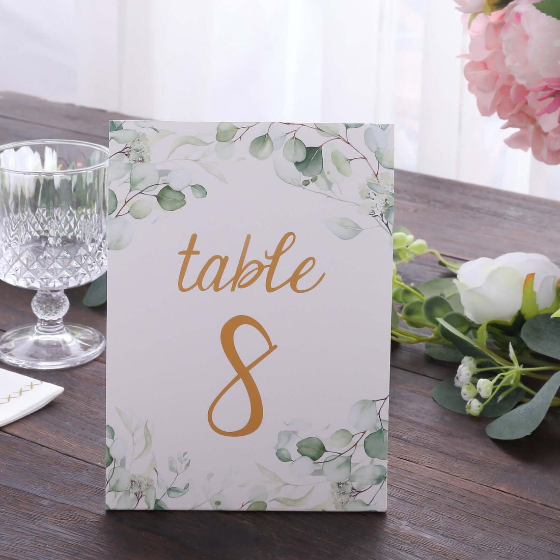 Table Numbers Eucalyptus Leaves Design 7" | eFavormart