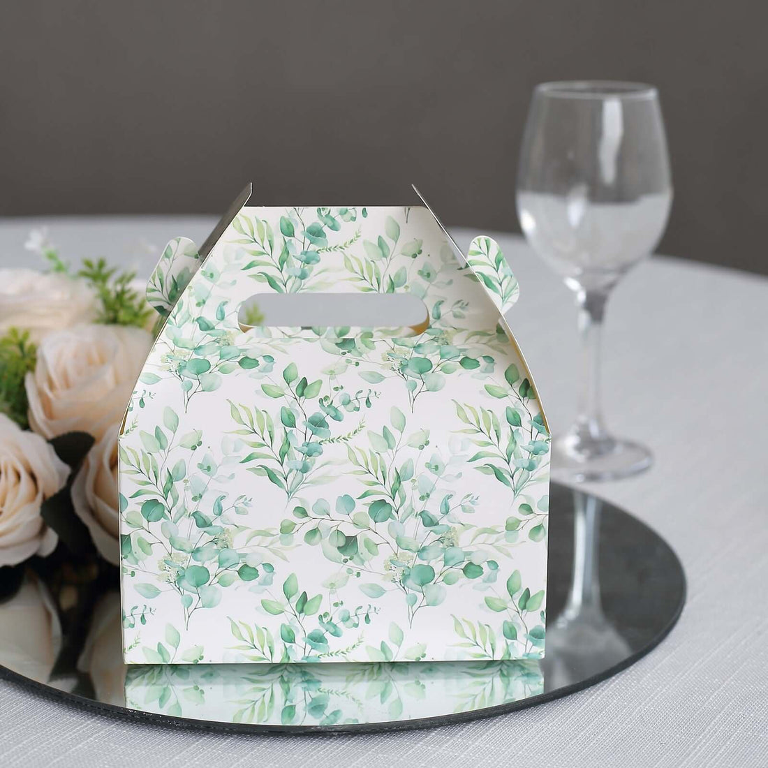 25-Pack White Green Eucalyptus Tote Gift Boxes | eFavormart