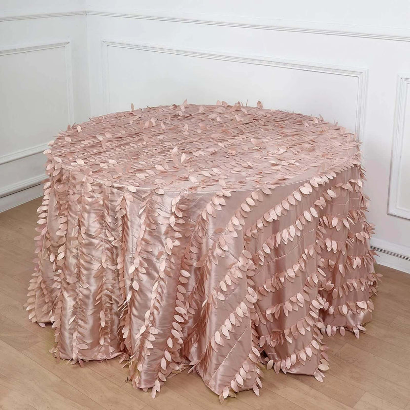 Leaf Taffeta Tablecloth 120" Dusty Rose | eFavormart