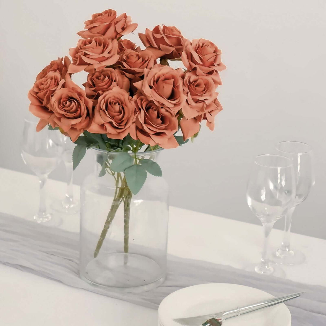 2 Terracotta Rust Silk Rose Bushes | eFavormart