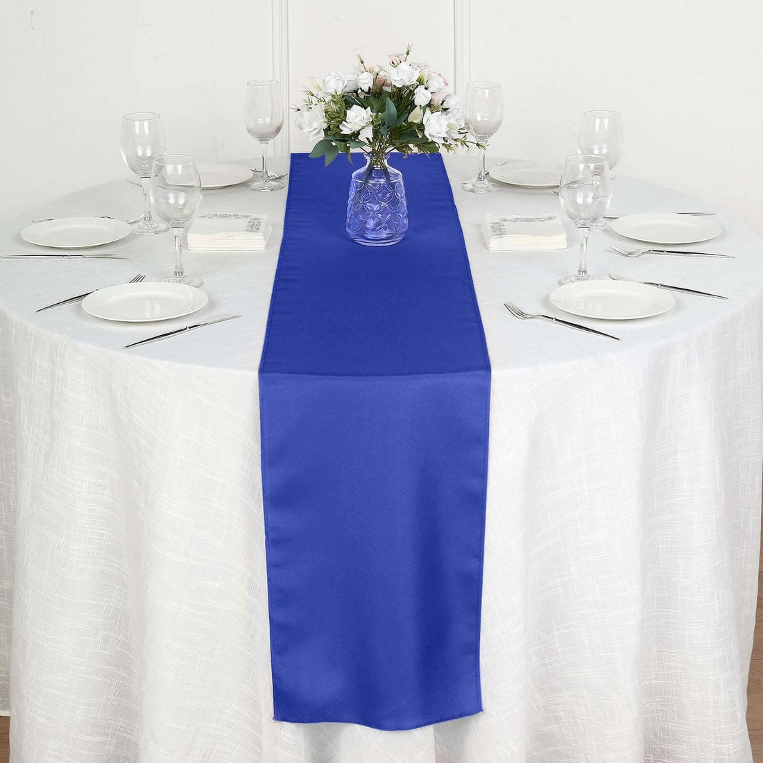 Polyester Table Runner 12"x108" Royal Blue | eFavormart
