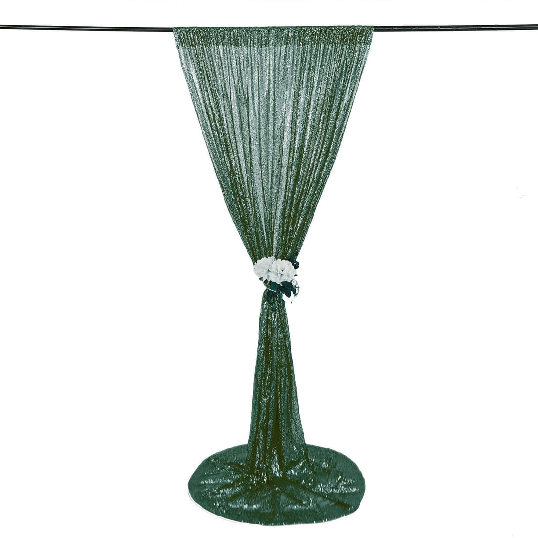 Hunter Green Sequin Backdrop Drape Curtain 8ftx8ft | eFavormart