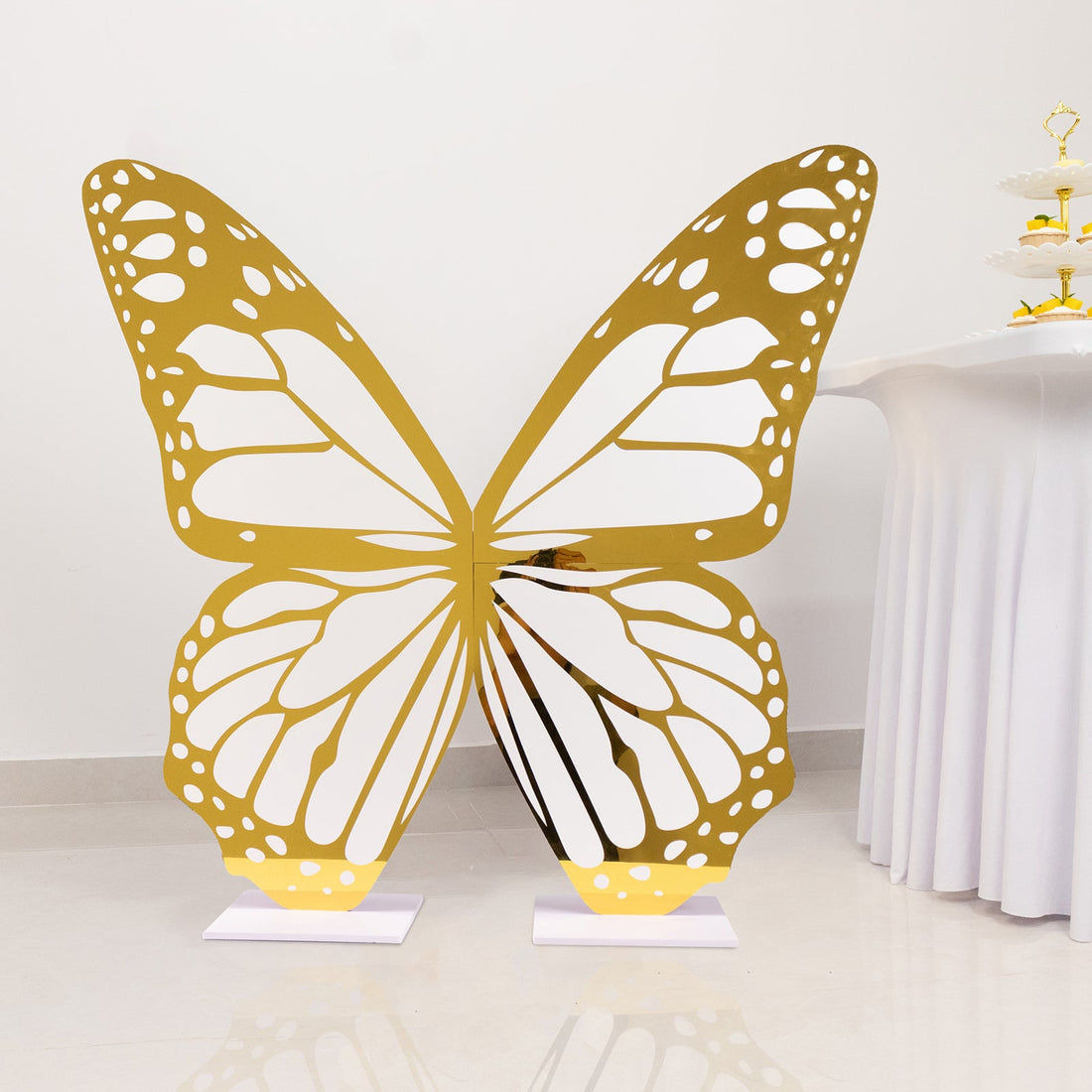 White Gold Butterfly Backdrop Prop 3ft | eFavormart