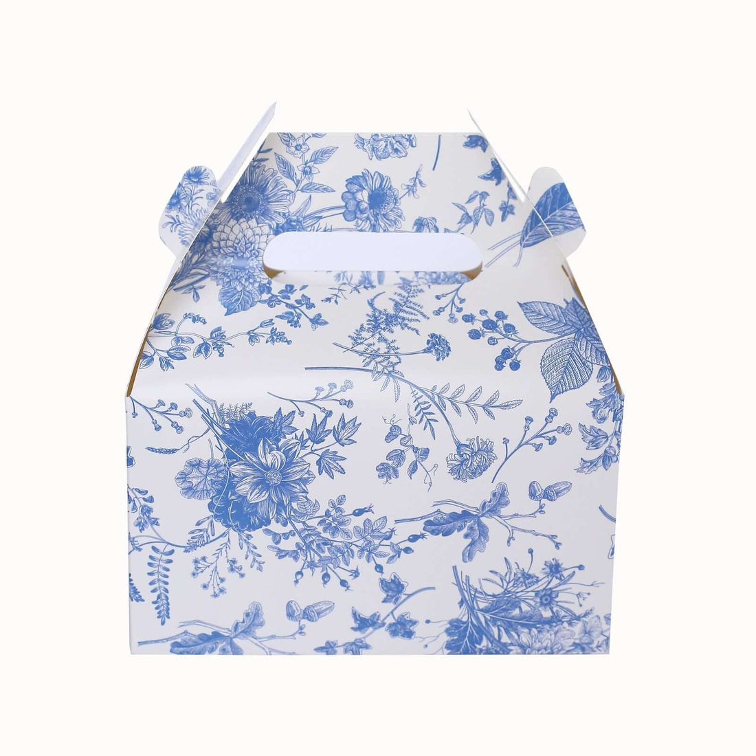 25-Pack White Blue Floral Gable Boxes | eFavormart