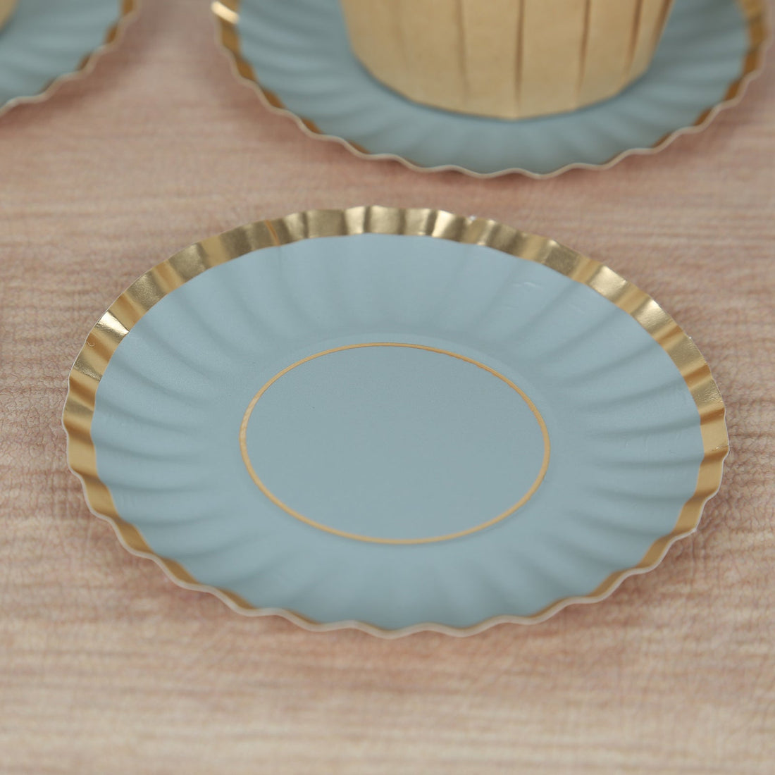 Paper Round Mini Dessert Plates 3.5" Dusty Blue | eFavormart