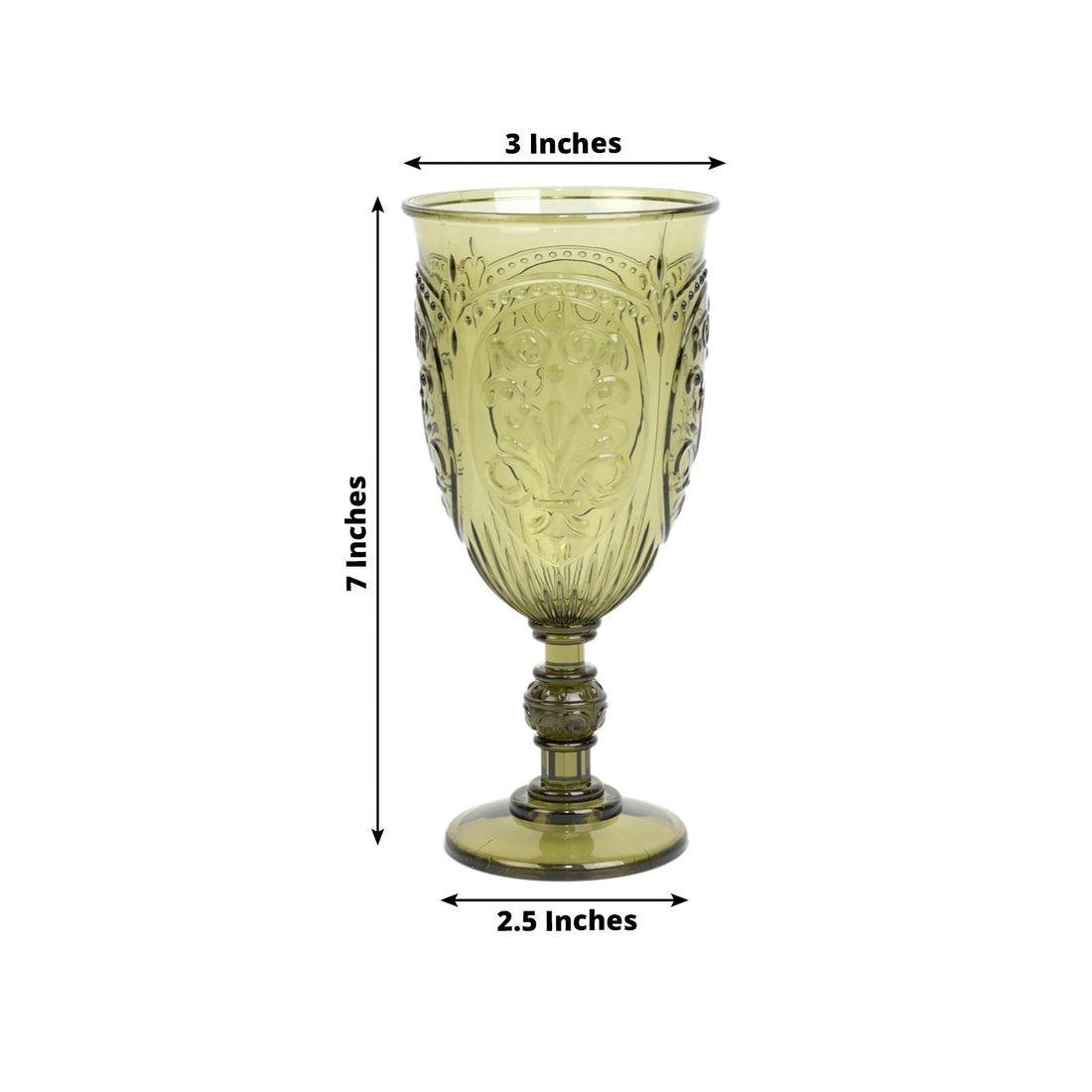 Embossed Sage Green Wine Goblets 10oz 24-Pack | eFavormart