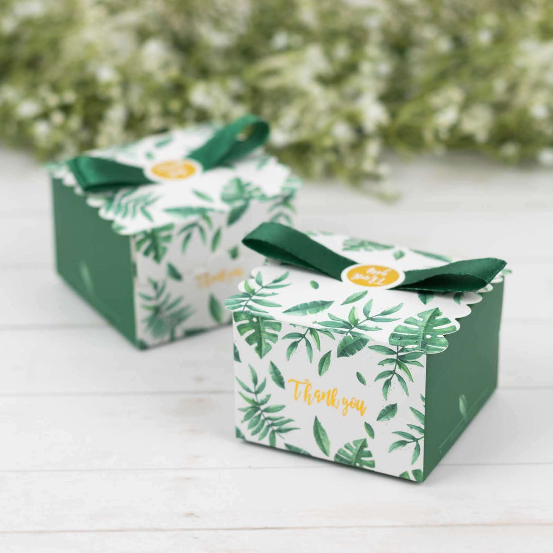 25-Pack Green Monstera Leaf Gift Boxes | eFavormart