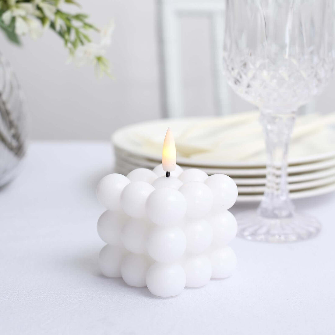LED Flameless Cube Candles White 2" | eFavormart