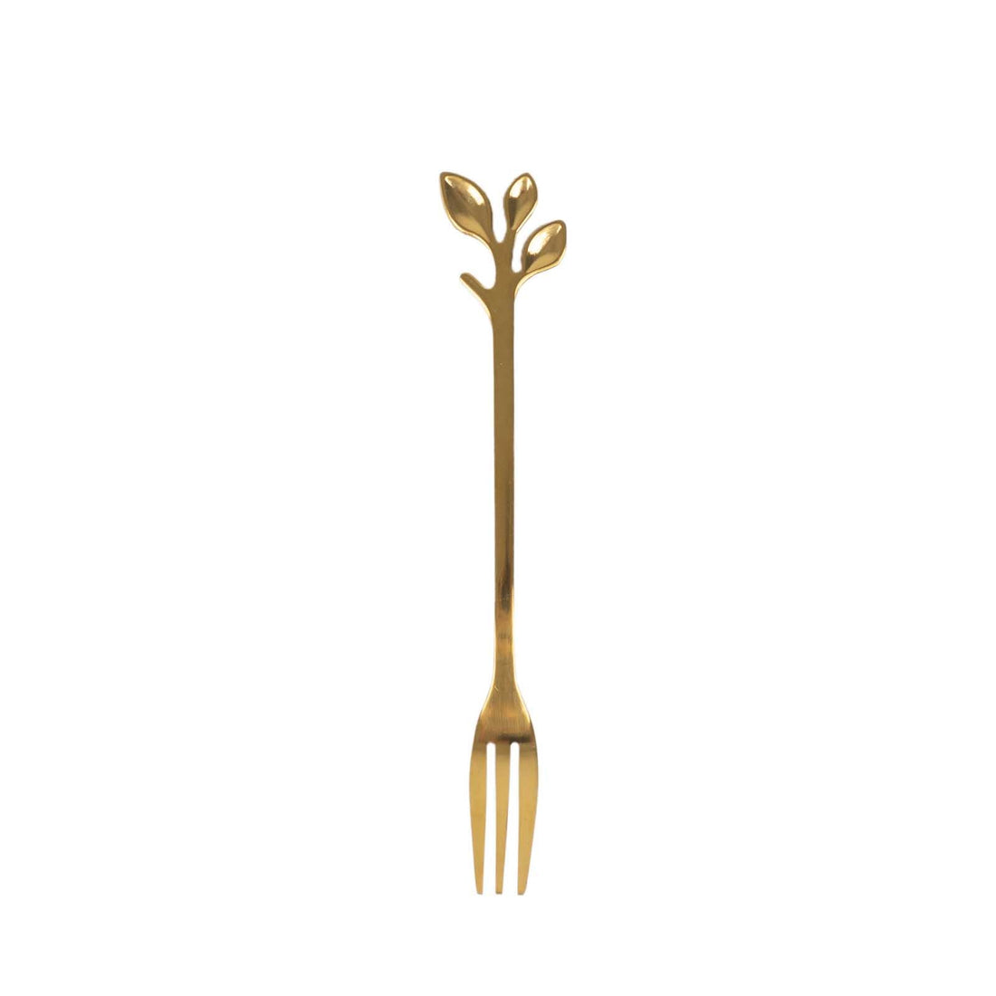 Gold Metal Leaf Handle Dessert Forks 4-Pack | eFavormart