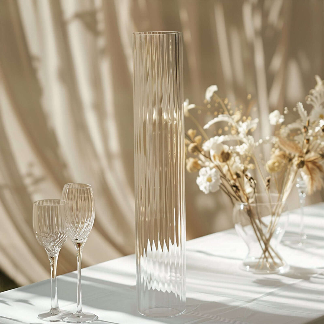 Clear Ribbed Glass Hurricane Shades 14" | eFavormart