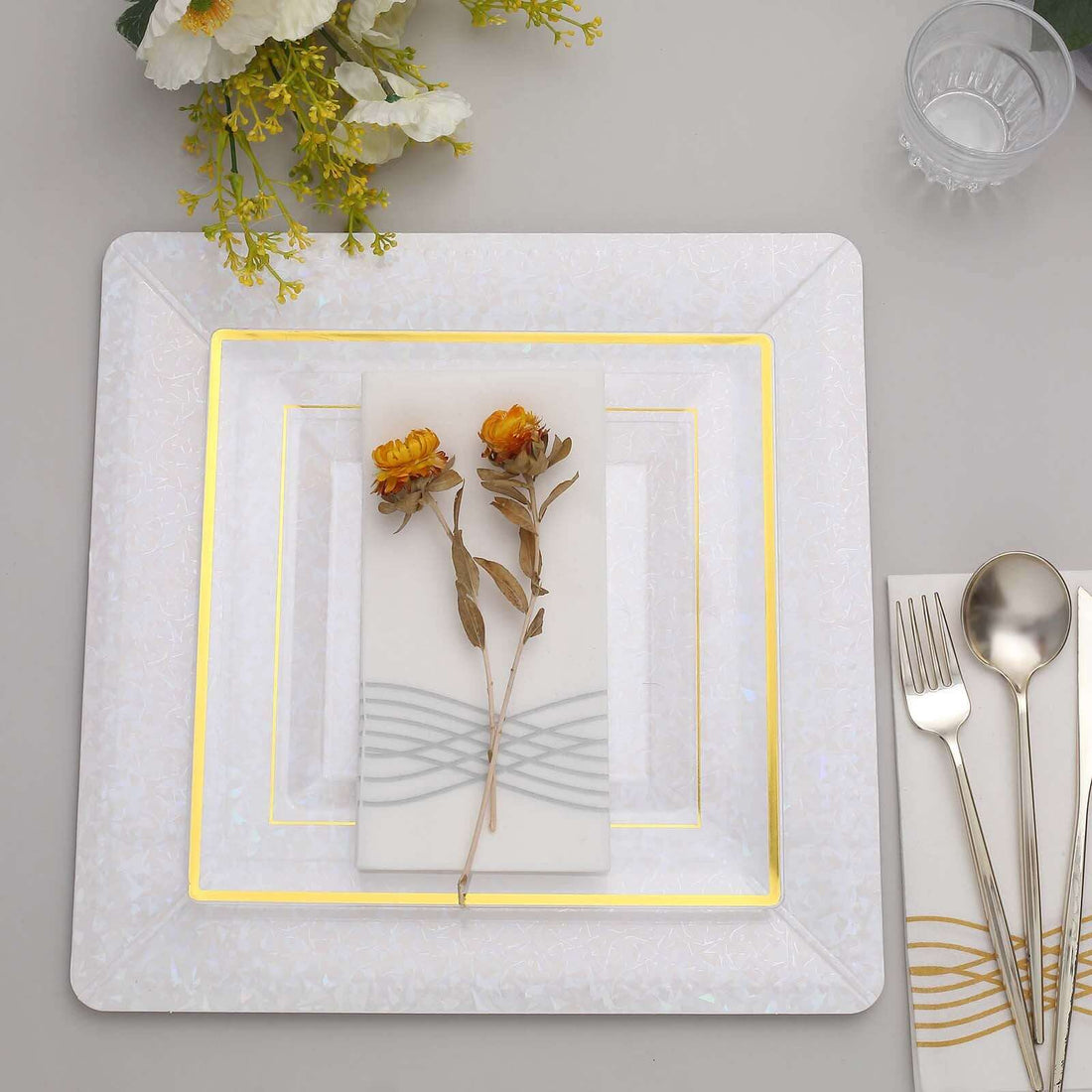 Paper Square Charger Plates 13" Iridescent | eFavormart