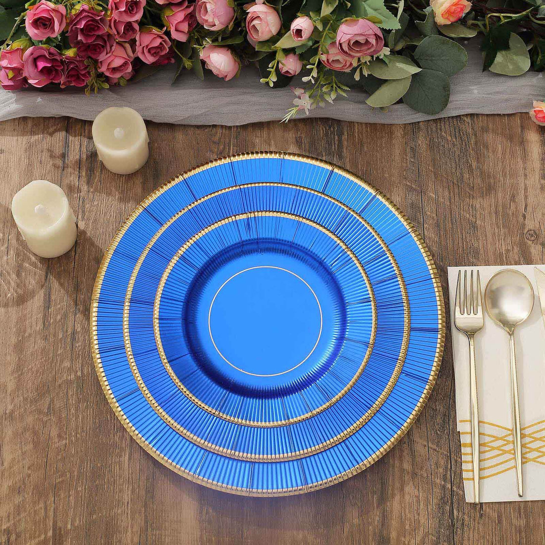 Sunray Paper Charger Plates 13" Royal Blue | eFavormart