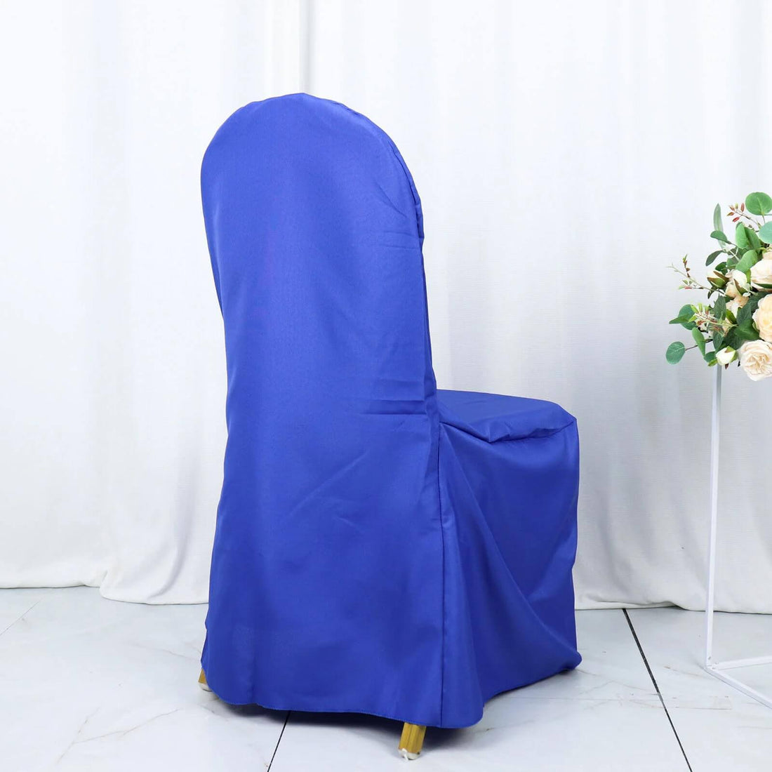10 Pack Polyester Banquet Chair Covers Royal Blue | eFavormart