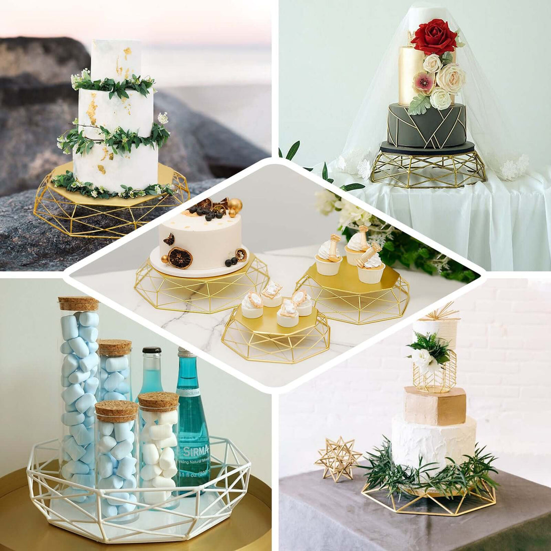 Gold Octagon Cake Stands Set of 3 | eFavormart