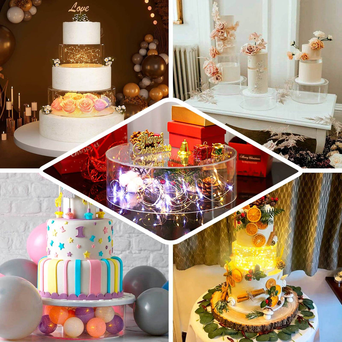 14" Silver Acrylic Cake Display Pedestal Riser | eFavormart