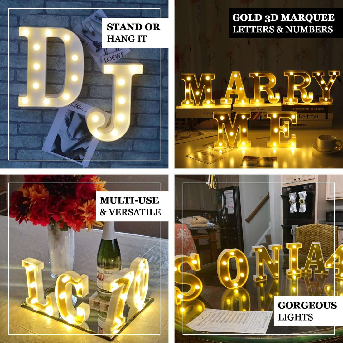 6" LED Marquee Number "0" Gold | eFavormart