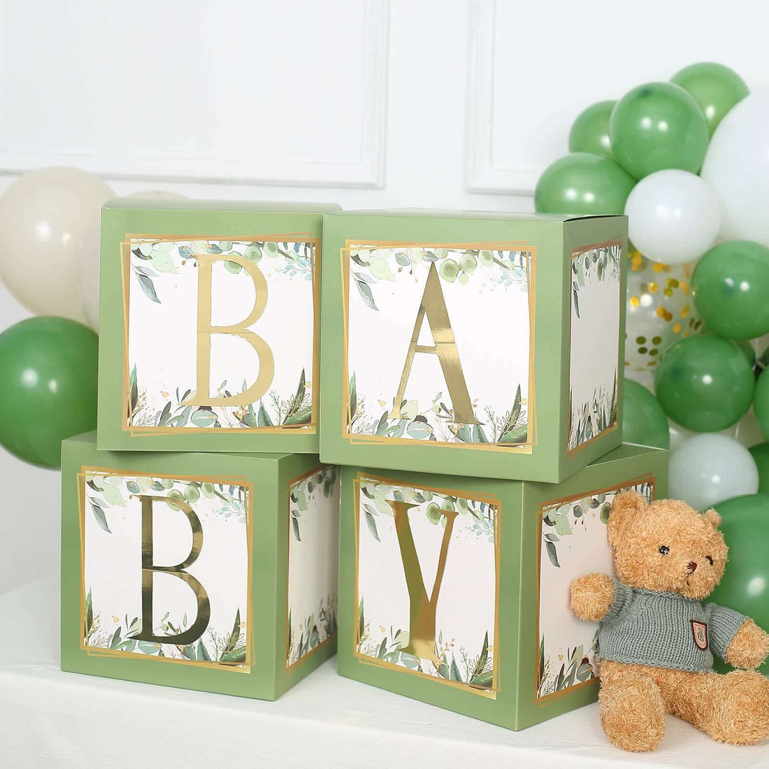 4-Pack Green Foliage Balloon Boxes | eFavormart