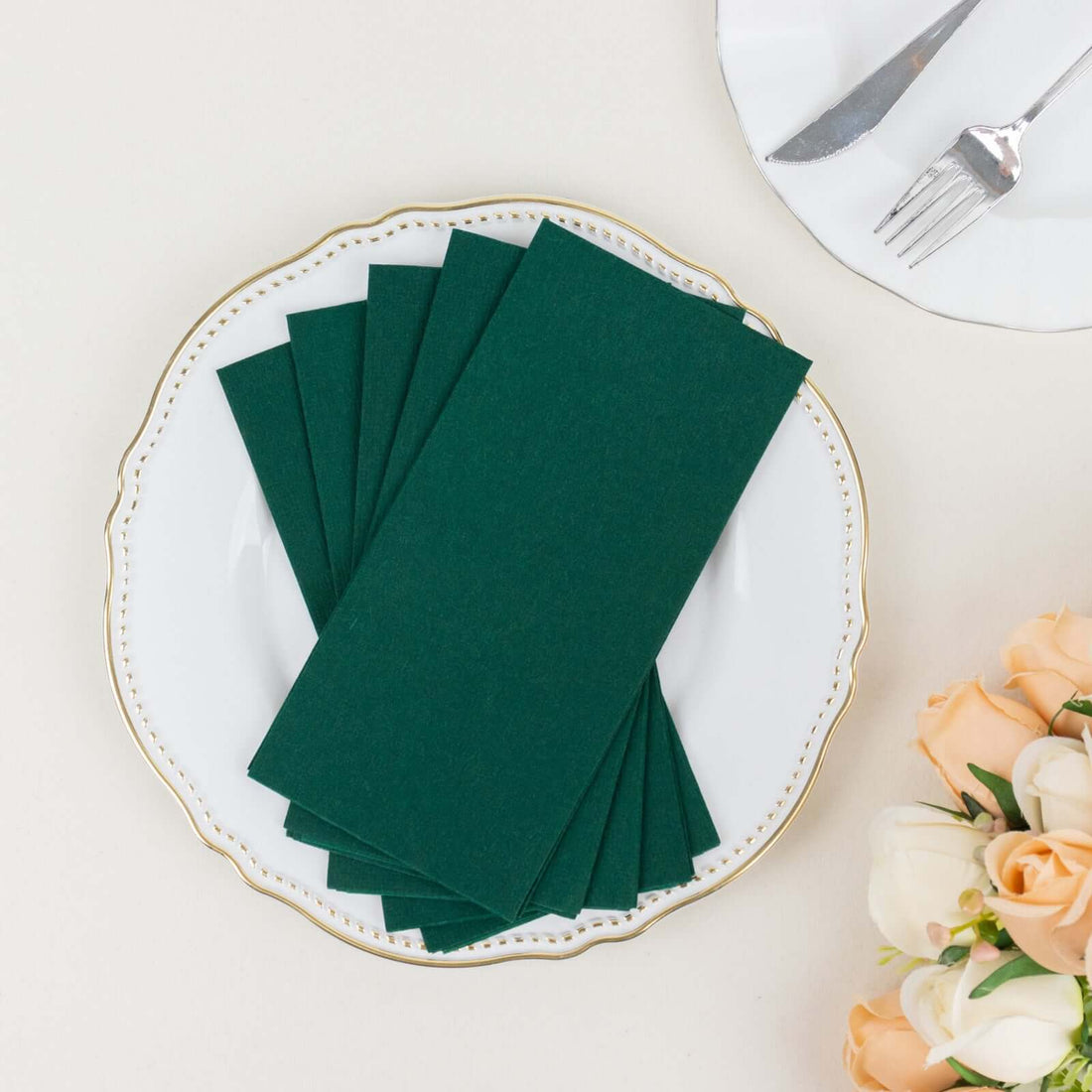 Linen-Like Paper Napkins 8.5"x4" Emerald Green | eFavormart