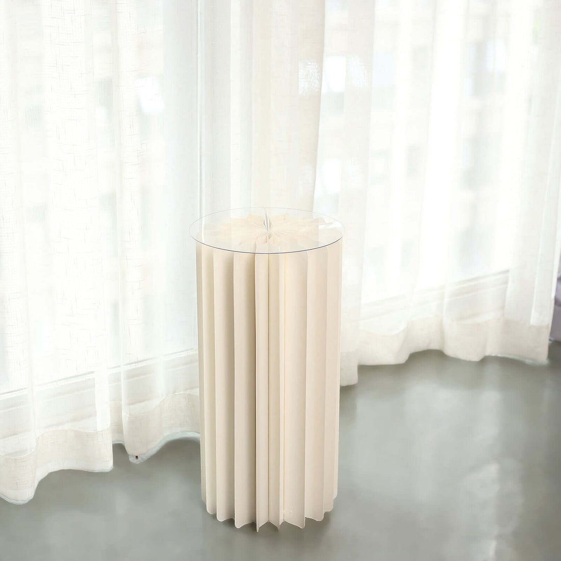 Ivory Cylinder Pillar Pedestal Stand 24" | eFavormart