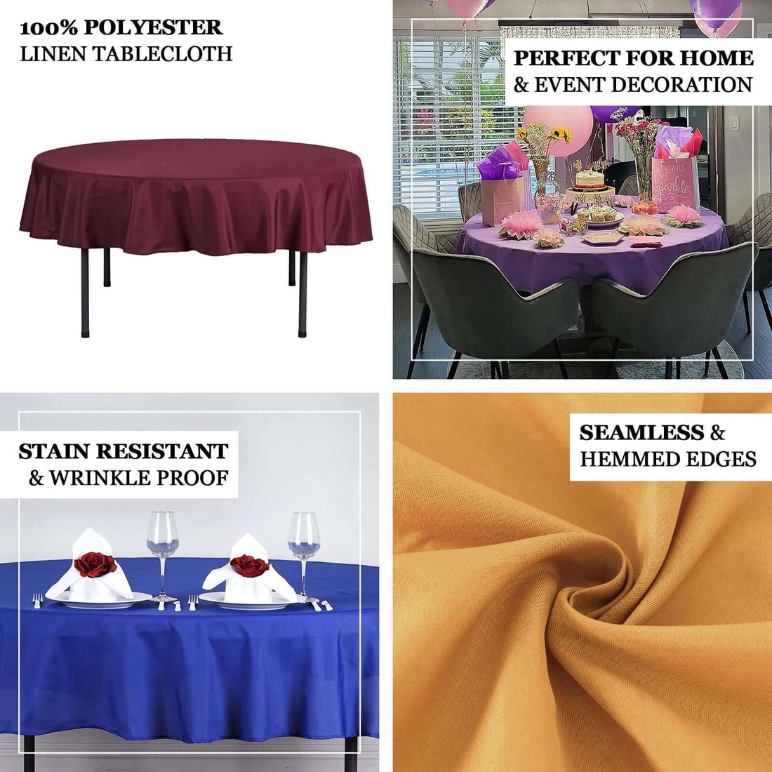 Polyester Round Tablecloth 70" White | eFavormart