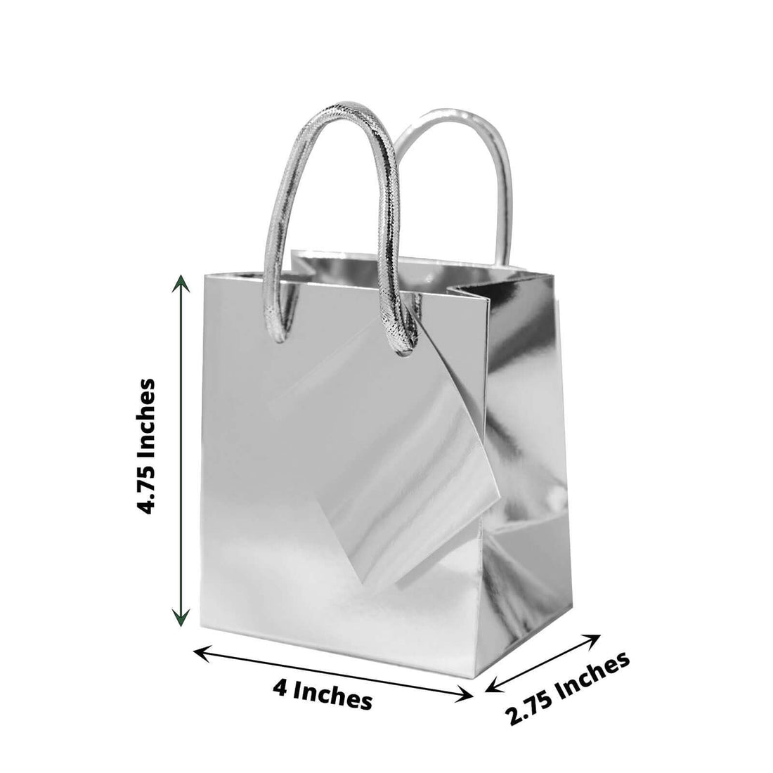 12-Pack 5" Silver Foil Paper Gift Bags | eFavormart