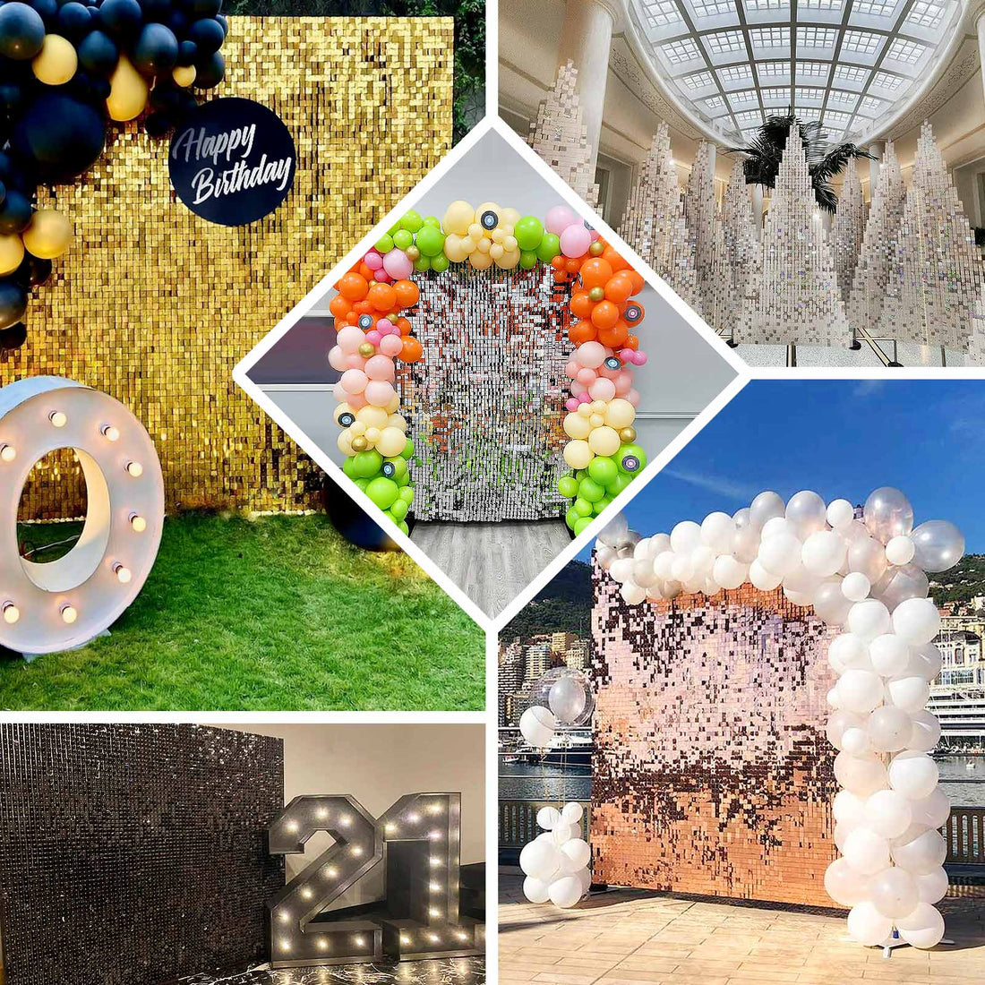 10 Silver Sequin Wall Backdrop Panels | eFavormart