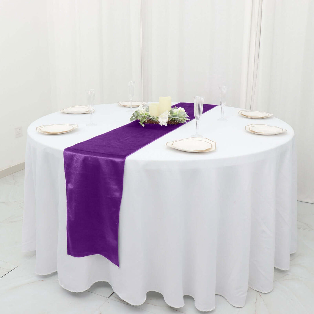 Velvet Table Runner 12"x108" Purple | eFavormart