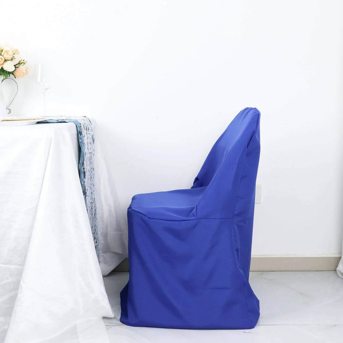 10 Pack Polyester Folding Chair Covers Royal Blue | eFavormart