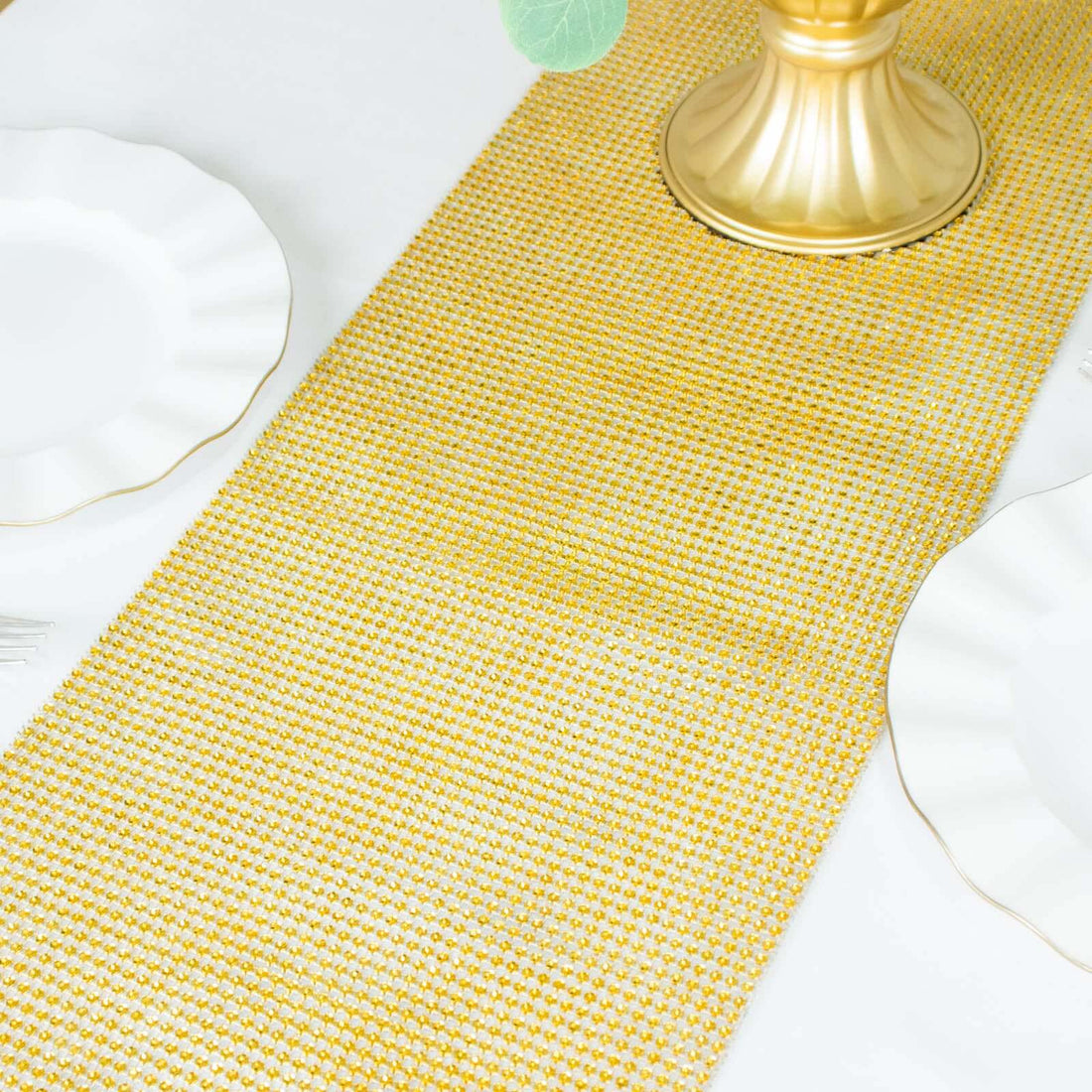 Rhinestone Table Runner 10"x108" Gold | eFavormart