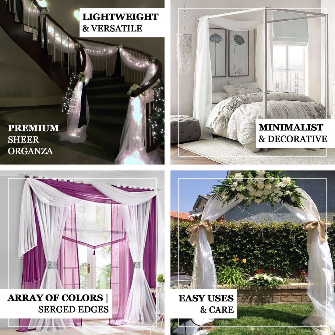 Ivory Sheer Organza Wedding Arch Draping Fabric | eFavormart