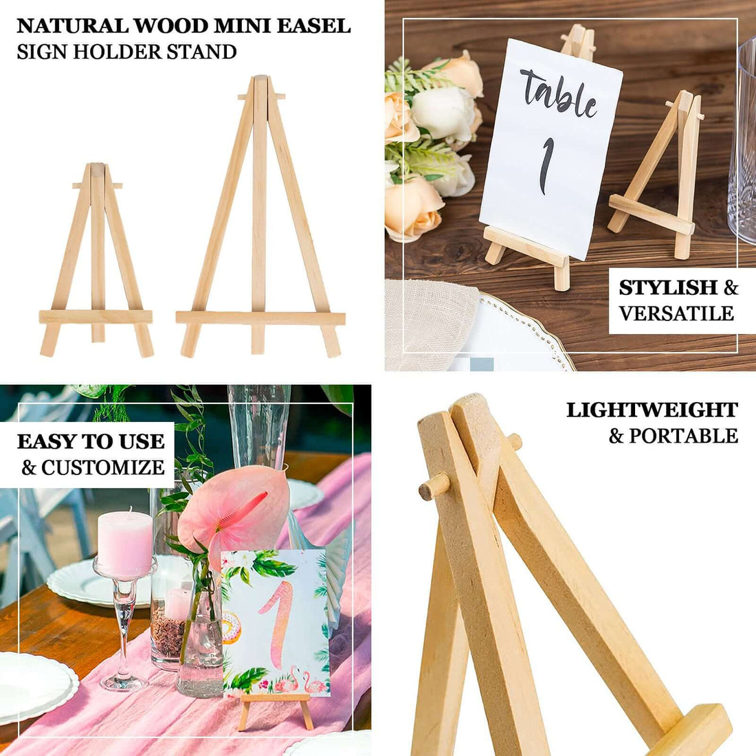 Natural Mini Easel Card Stands 10 Pack | eFavormart
