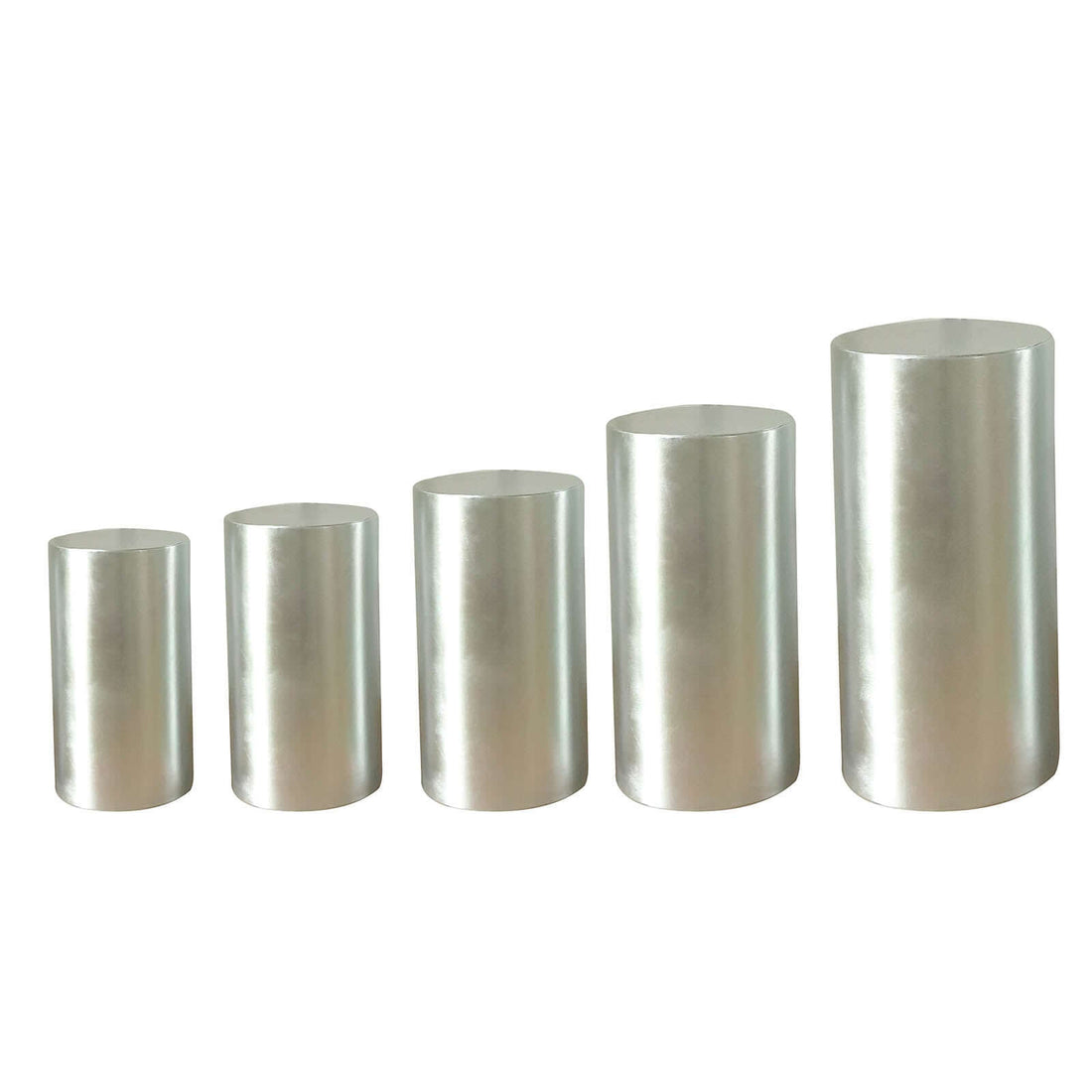 5 Metallic Silver Cylinder Pillar Prop Covers | eFavormart