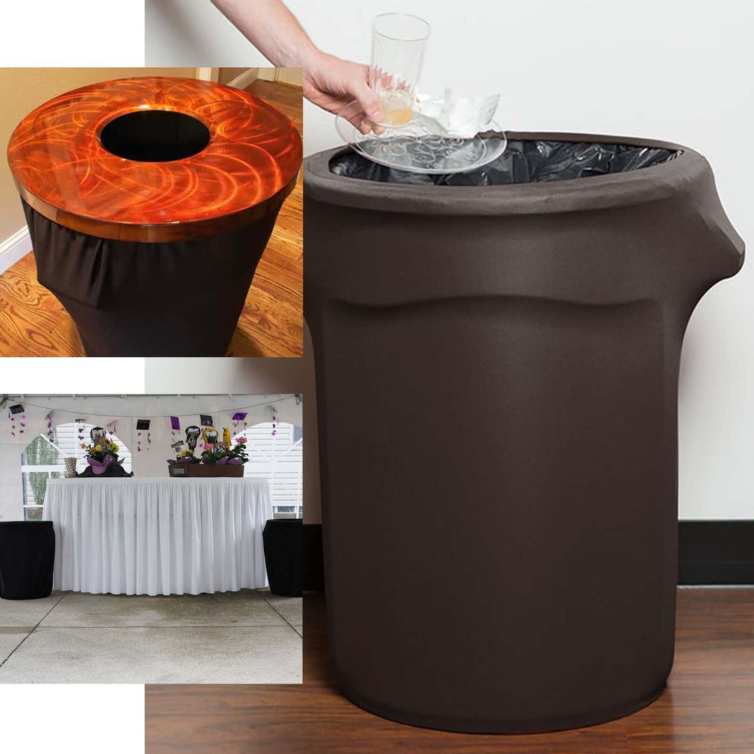 Black Stretch Spandex Trash Bin Cover | eFavormart