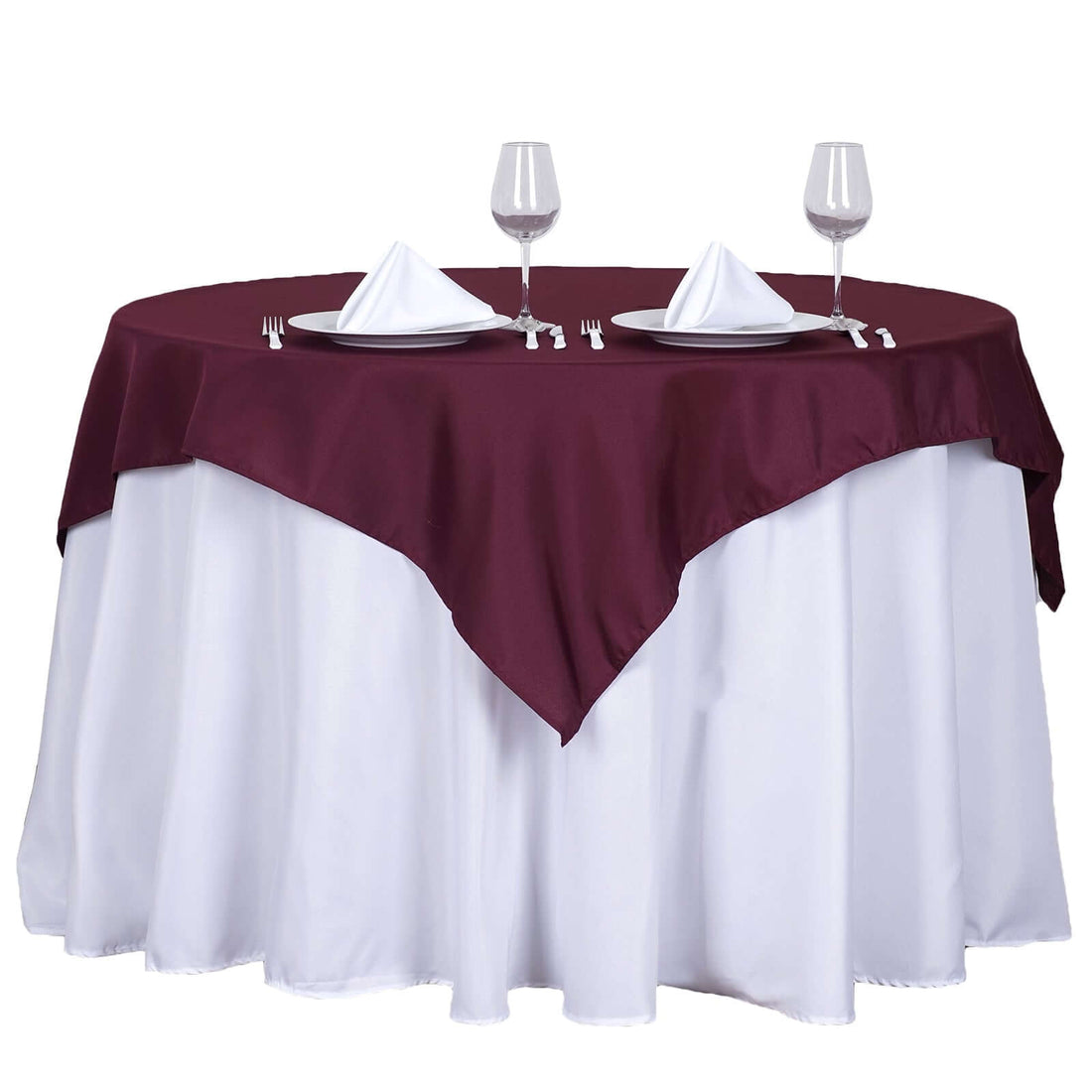 Polyester Square Overlay 54"x54" Burgundy | eFavormart