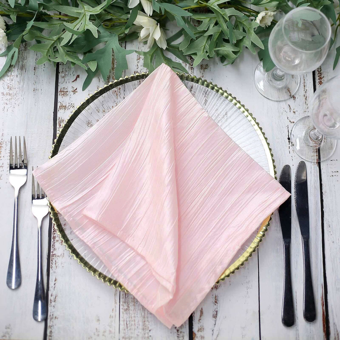Accordion Crinkle Napkins 20"x20" Blush | eFavormart
