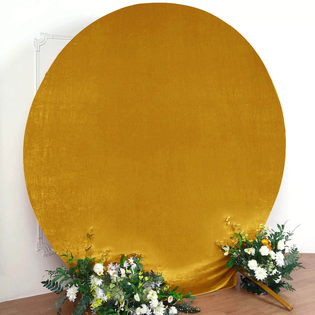 7.5ft Gold Velvet Round Wedding Arch Cover | eFavormart