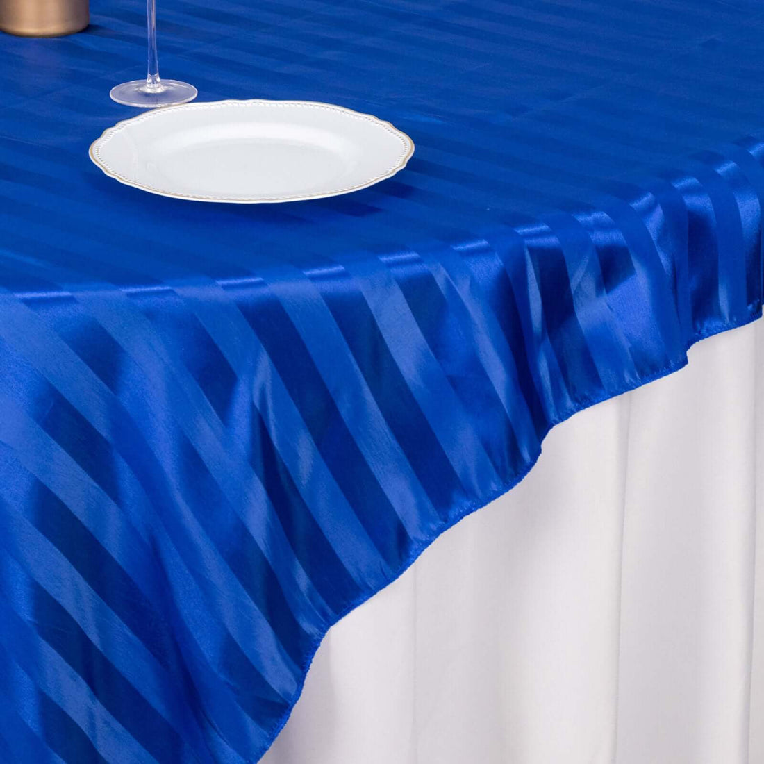 Stripe Table Overlay 72"x72" Royal Blue | eFavormart