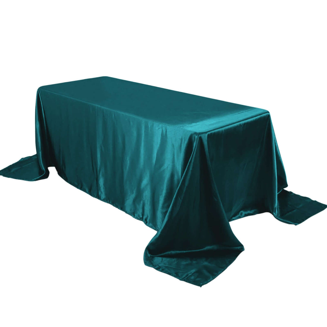 Satin Rectangle Tablecloth 90"x132" Teal | eFavormart
